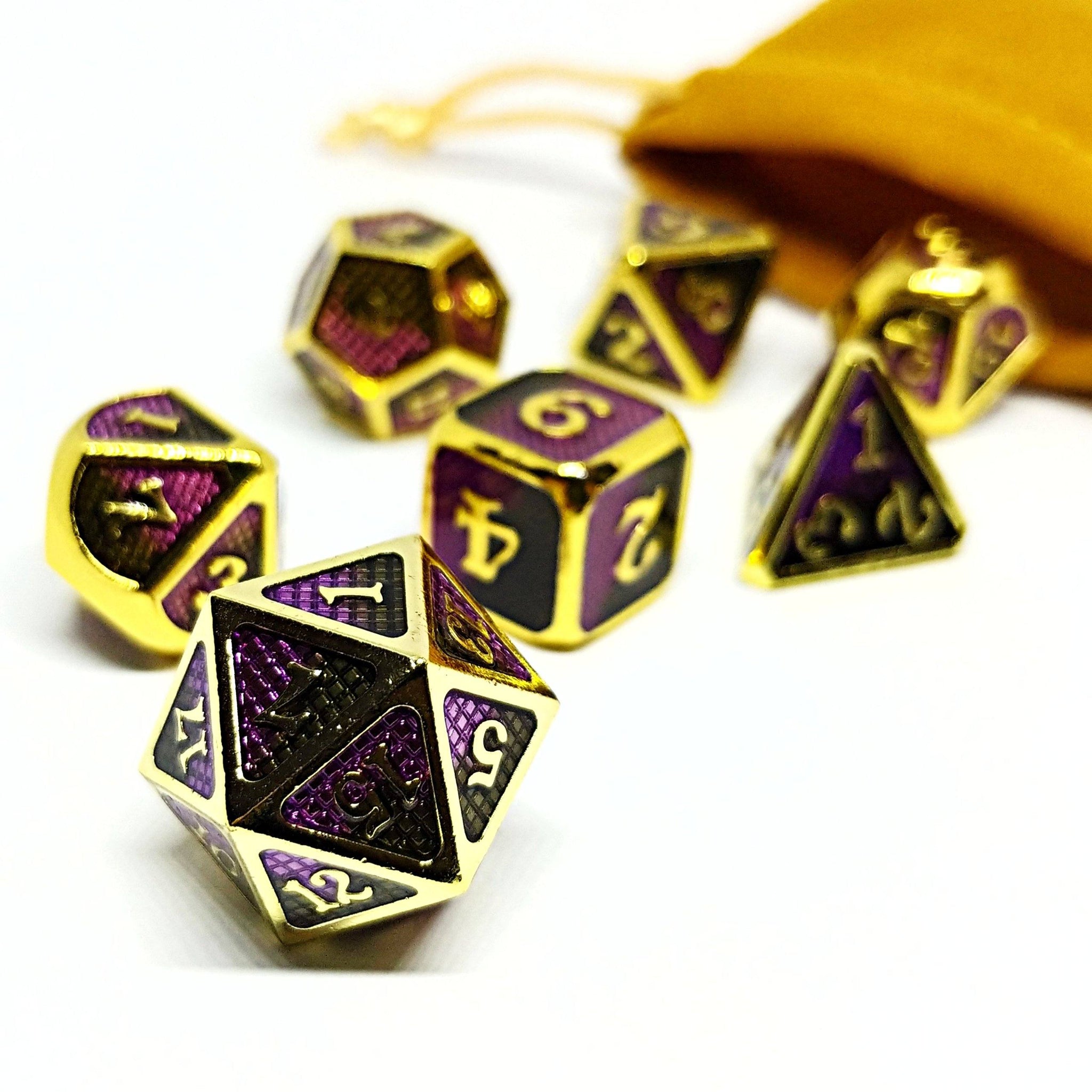 Gold Magicka Metal DnD Dice Set | Arcana Vault